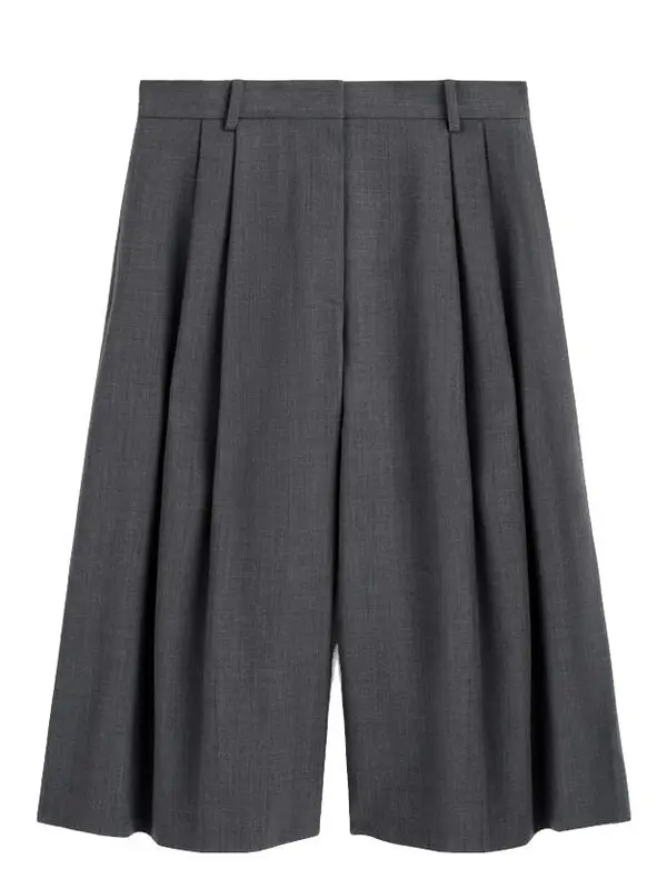 Cos Pleated Wool-blend Culottes - Gray