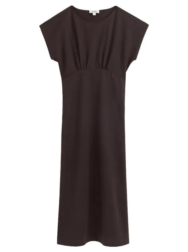 Cos Sculpted Gathered Jersey Midi Dress - Brown