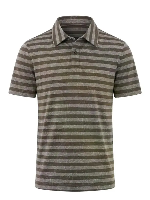 Byblos Floral-pattern Stripe-print Polo Shirt - Brown