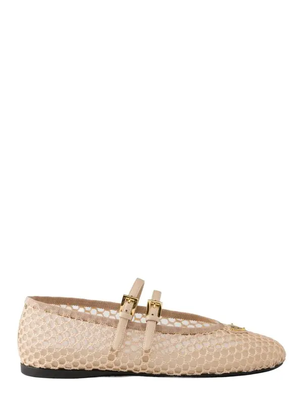 Prada Mesh Triangle Ballet Flats - Neutral