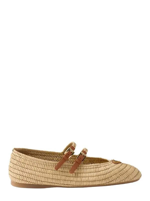 Prada Crochet Triangle Ballet Flats - Neutral