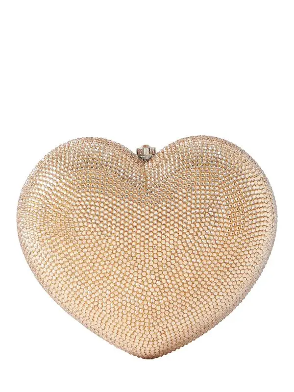 Judith Leiber L'amour Petit Coeur Crystal-embellished Heart Clutch - Gold