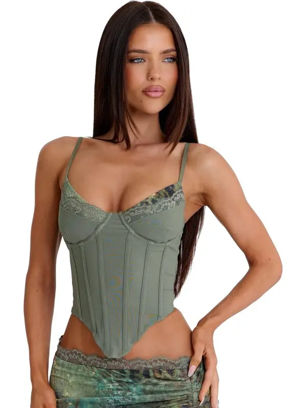OUTCAST Nathalie Corset Top In Lanee - Print