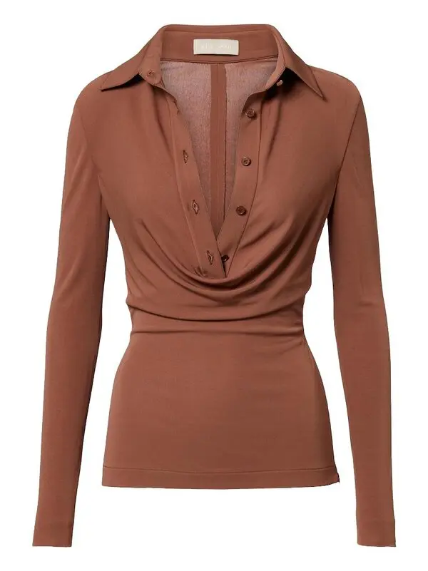 Elie Saab Viscose Jersey Top - Brown
