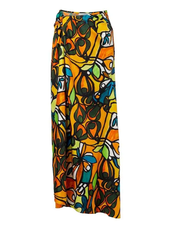 Christopher Esber Printed Draped Silk Maxi Skirt - Multicoloured