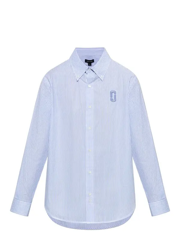 Marc Jacobs Striped Cotton Shirt With Embroidered Logo - Blue