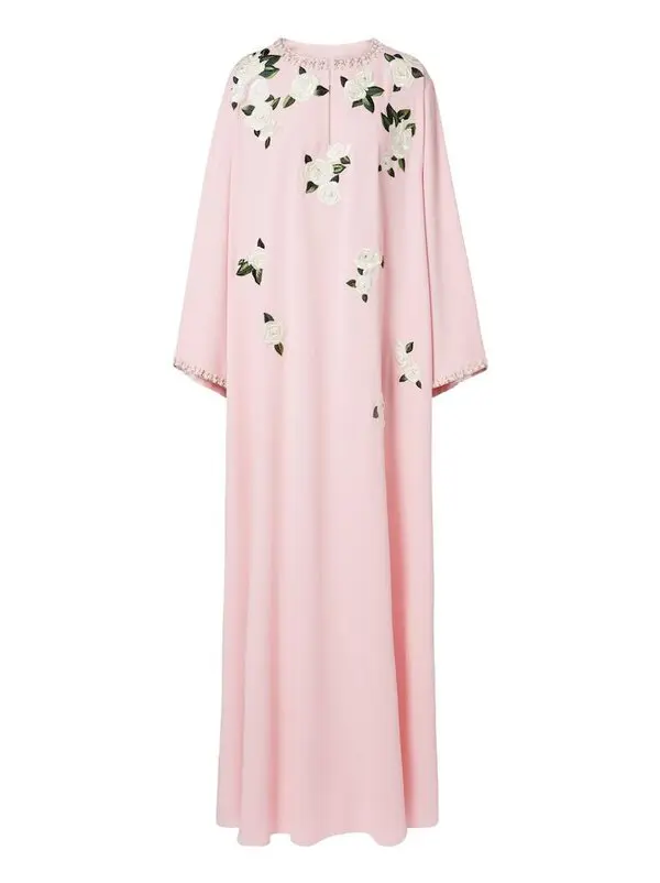Carolina Herrera Embroidered Floral Kaftan - Pink