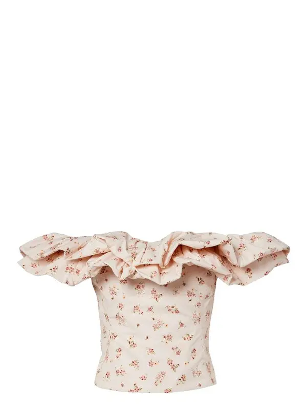 MARKARIAN Dalia Floral Off-shoulder Cotton Top - Pink