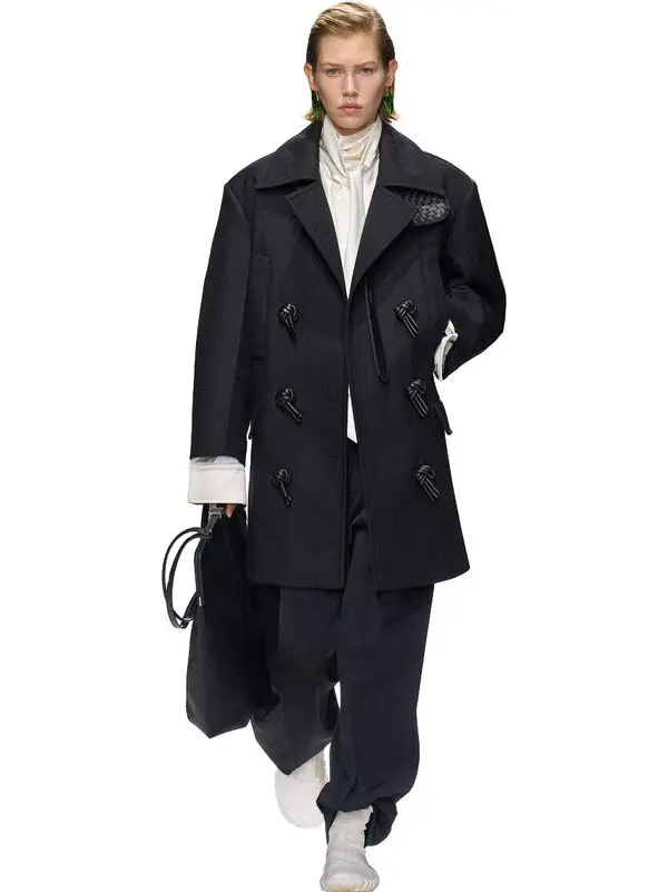 Bottega Veneta Belted Wool Mohair Gabardine Coat - Black
