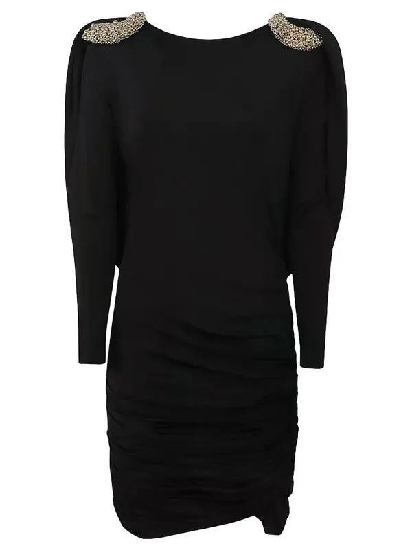 Amen Bead-embellished Ruched Dress - Black