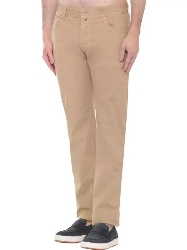 Jacob Cohen Logo Patch Straight-leg Trousers - Neutrals