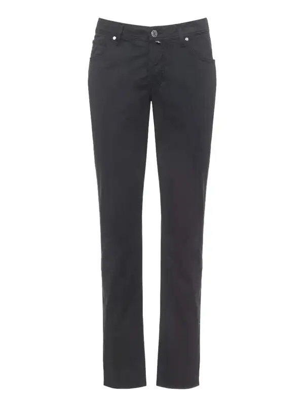 Jacob Cohen Straight Leg Jeans With Logo Patch - Black