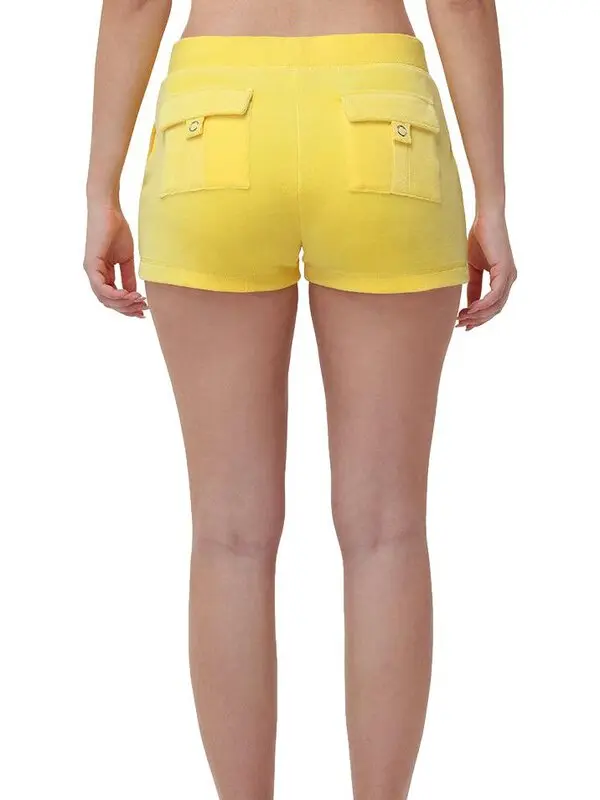 Juicy Couture Heritage Cotton Velour Embroidered Shorts - Buttercup