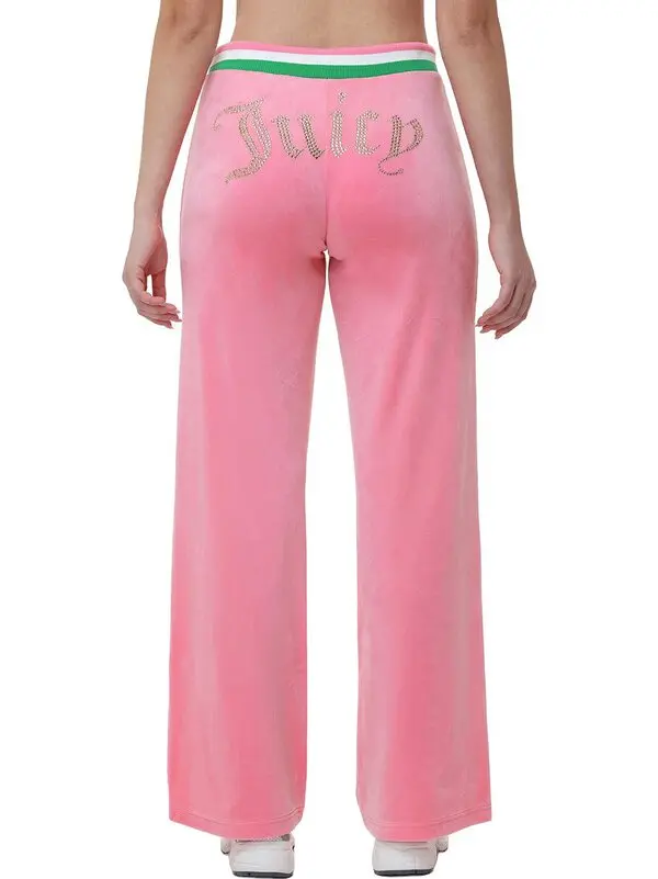 Juicy Couture Heritage Stripe Bling Velour Track Pants - Hot Hot