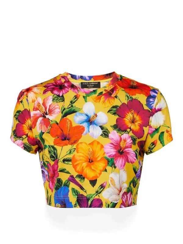 Dolce & Gabbana Floral Cotton Cropped Top - Multicoloured
