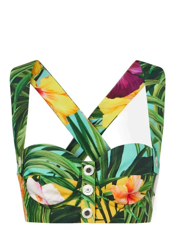 Dolce & Gabbana Floral Cotton Crop Top - Multicoloured