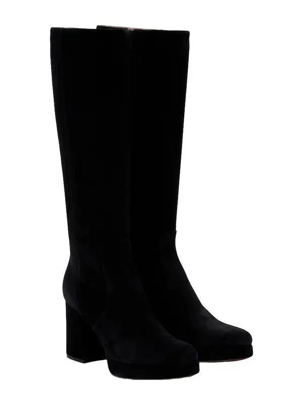 Valentino Garavani Fawcette Suede Knee-high Boots - Black