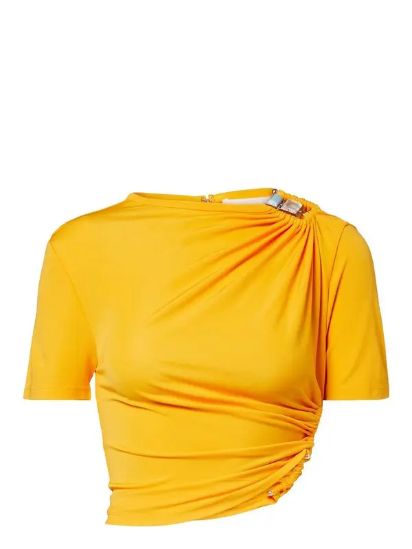 Christopher Esber Gathered Jersey T-shirt With Embellishment - Orange