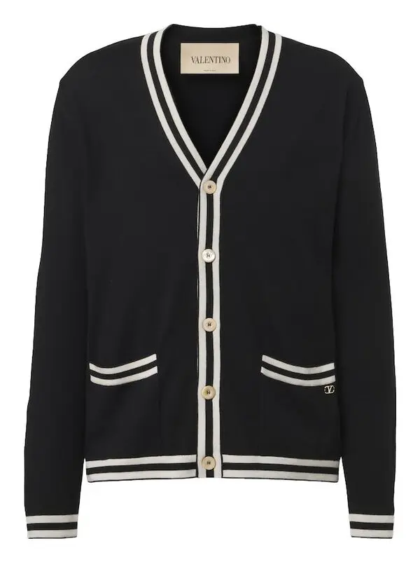 Valentino Garavani Vlogo Virgin Wool Cardigan - Black
