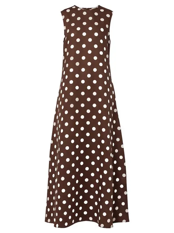 Asceno Tallin Maxi Dress In Polka - Brown