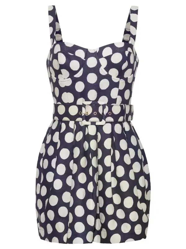 Cara Cara Etna Polka-dot Linen Mini Dress - Blue