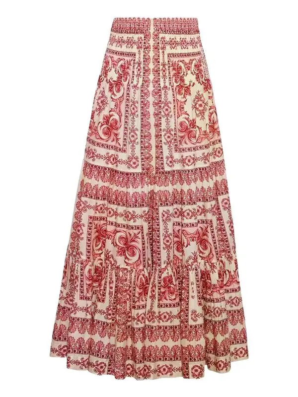 Cara Cara Emilia Scarf-print Maxi Skirt - Red