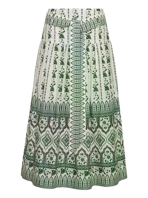 Cara Cara Jiya Floral-print Tiered Midi Skirt - Green