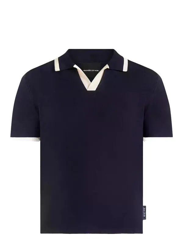 Manière De Voir Lambert Contrast-detail Knit Polo Shirt - Blue