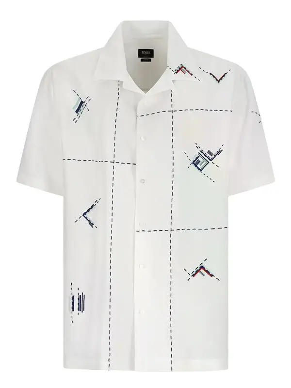 Fendi Embroidered Linen Shirt - White
