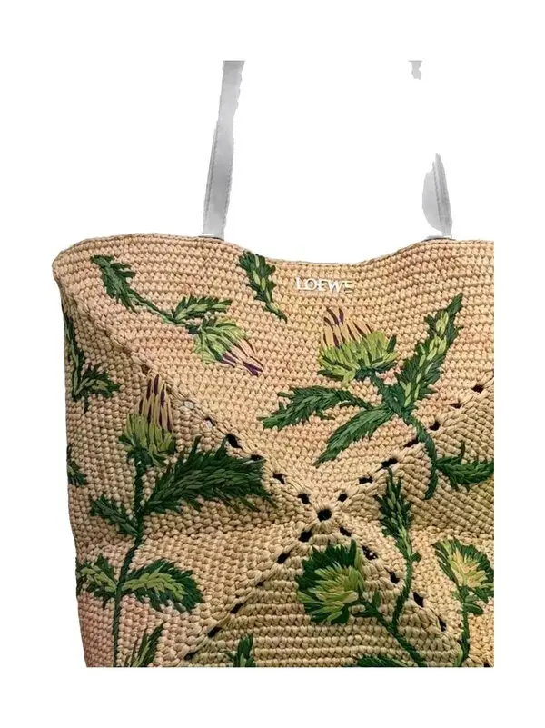 Loewe Artichoke-embroidered Raffia Tote Bag - Neutrals