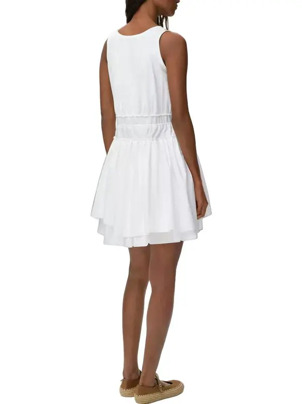 Loewe Cotton Sleeveless Round Neck Dress With Tonal Anagram Embroidery - White