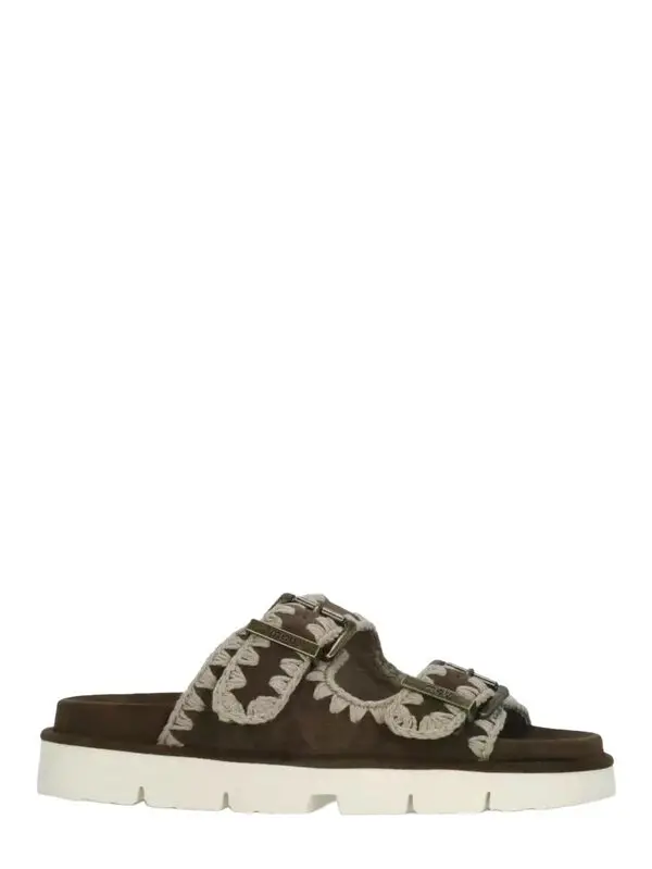 Mou Crochet-trim Buckle-strap Sandals - Brown