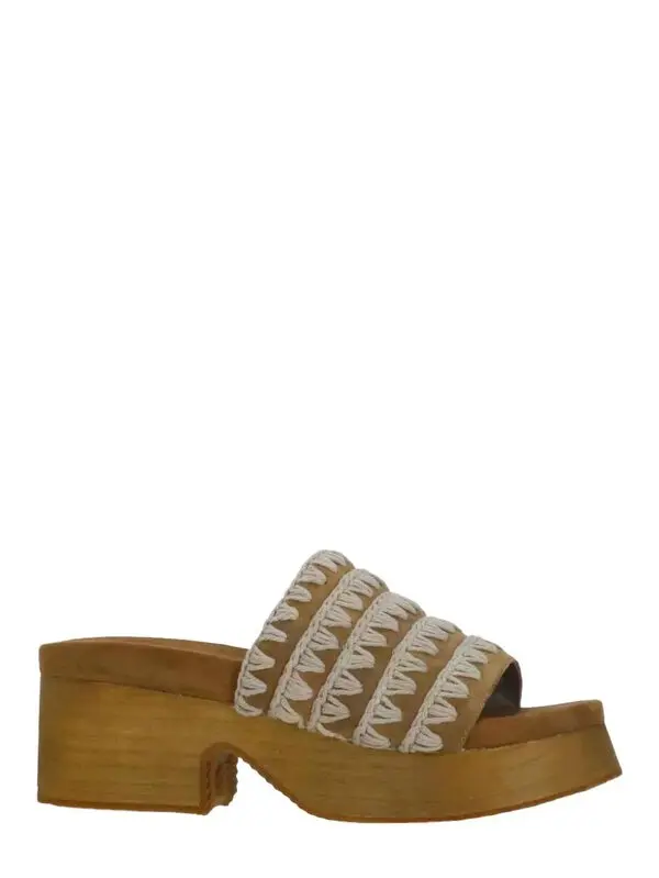 Mou Crochet-knit Platform Sandals - Brown