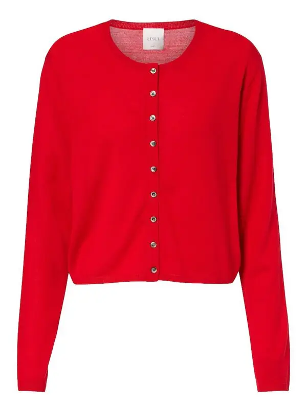 LESET Merino Wool Cardigan - Red