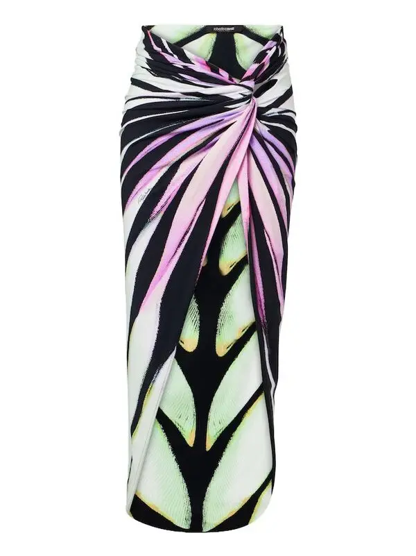Roberto Cavalli Gathered Printed Midi Skirt - Multicoloured