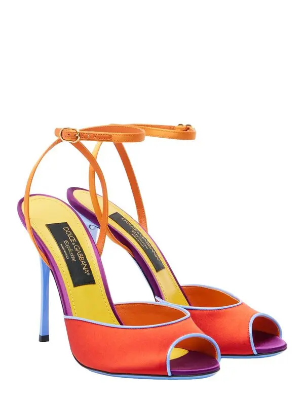 Dolce & Gabbana Keira Satin Slingback Sandals - Multicoloured