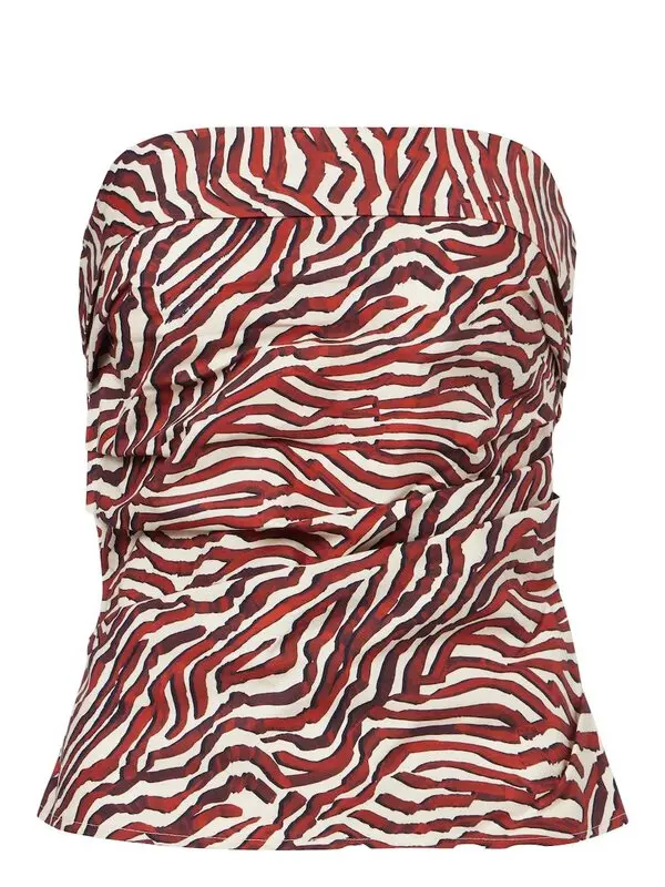 Proenza Schouler Maisy Printed Cotton-blend Tube Top - Red