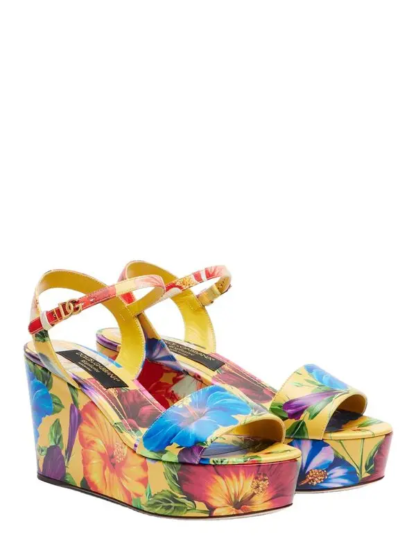 Dolce & Gabbana Bianca Floral Wedge Sandals - Multicoloured