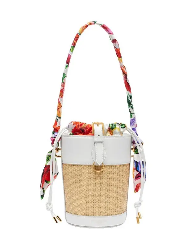Dolce & Gabbana Raffia And Leather Bucket Bag - White