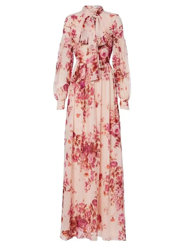Erdem Floral Silk Voile Gown - Pink