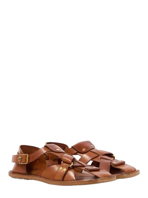 Versace Souvenir Leather Fisherman Sandals - Brown