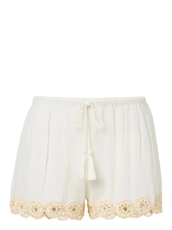 Ulla Johnson Liya Crochet-trimmed Cotton Shorts - White