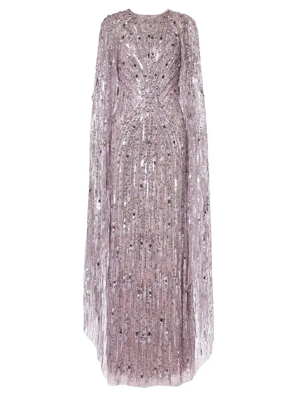 Jenny Packham Embellished Cape Gown - Pink