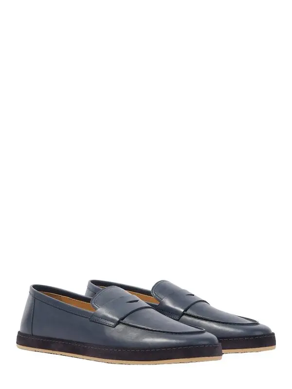 Brunello Cucinelli Leather Penny Loafers - Blue