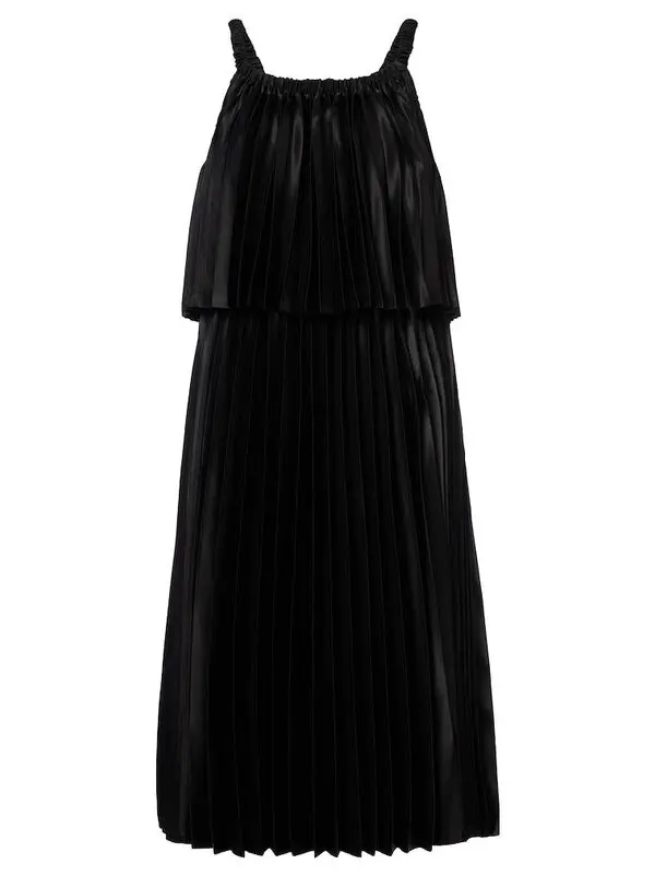 Noir Kei Ninomiya Satin Midi Dress - Black