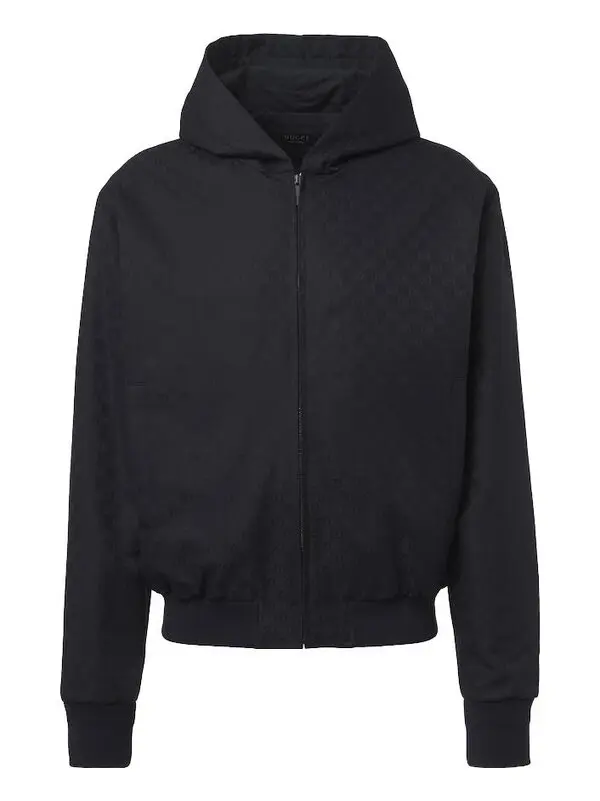 Gucci Gg Jacquard Hooded Cotton Jacket - Blue