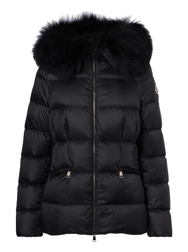 Moncler Boed Down Jacket With Shearling Trim - Black