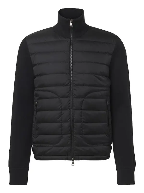 Moncler Tricot Down-paneled Wool-blend Cardigan - Black