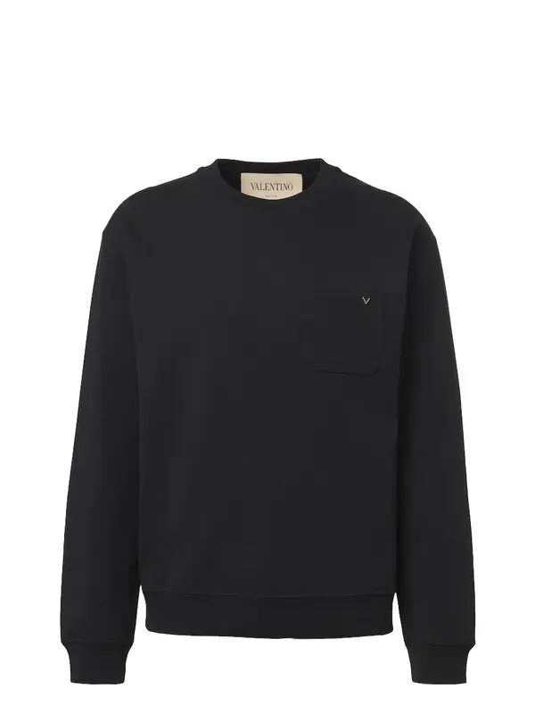 Valentino Garavani Vgold Cotton-blend Jersey Sweatshirt - Black