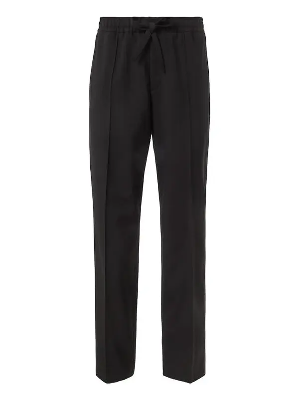 Valentino Garavani Virgin Wool Straight Leg Trousers - Black